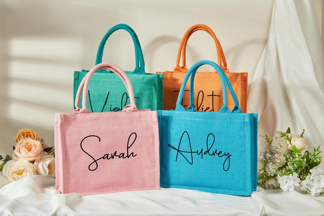 Personalized Gift Tote Bags,custom Burlap Tote Bag,monogram Beach Tote ...