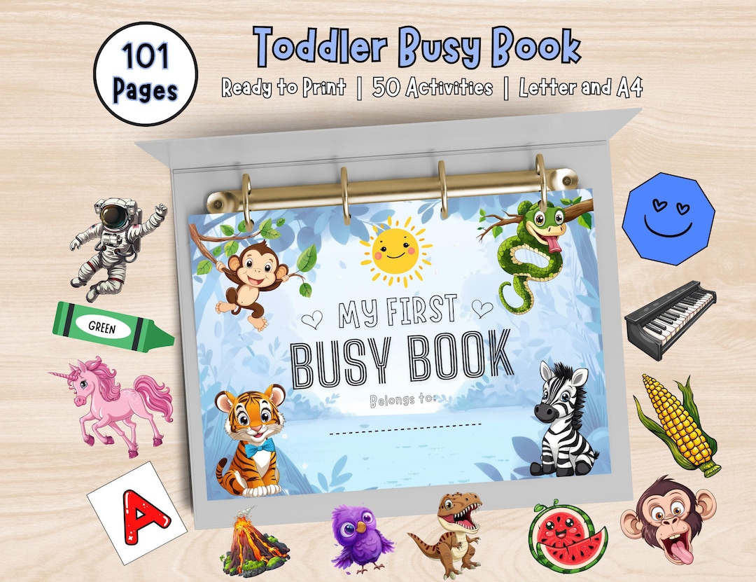 Toddler Learning Busy Book: 101 Pages, Preschool Activities (digital ...