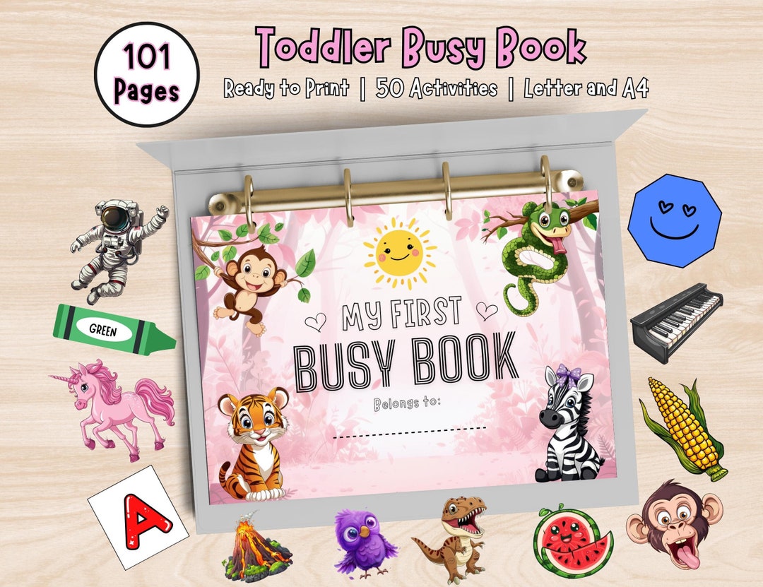 Toddler Learning Busy Book: 101 Pages, Preschool Activities (digital ...