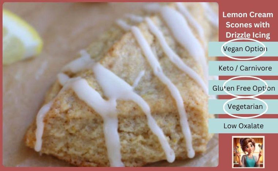 Lemon Cream Scones With Icing Drizzle Recipe Moist Sweet Biscuit ...