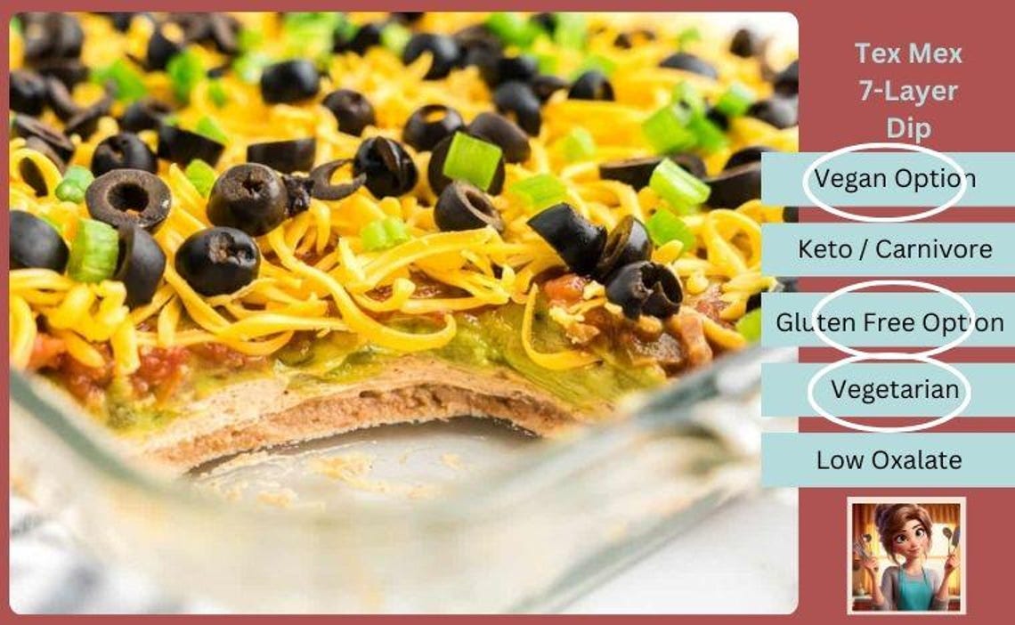 Tex Mex Dip Recipe Layered Nacho Dip Spicy Cheesy Side Dish Taco Theme ...