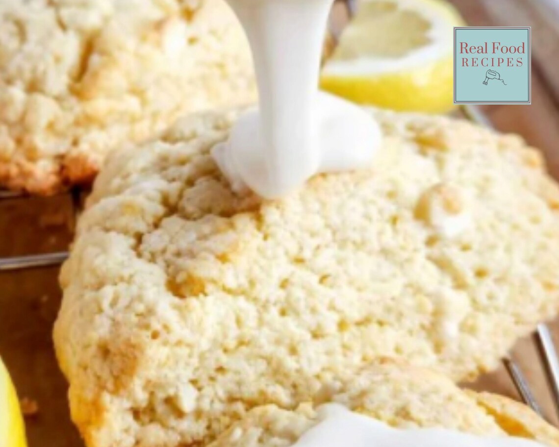 Lemon Cream Scones With Icing Drizzle Recipe Moist Sweet Biscuit ...