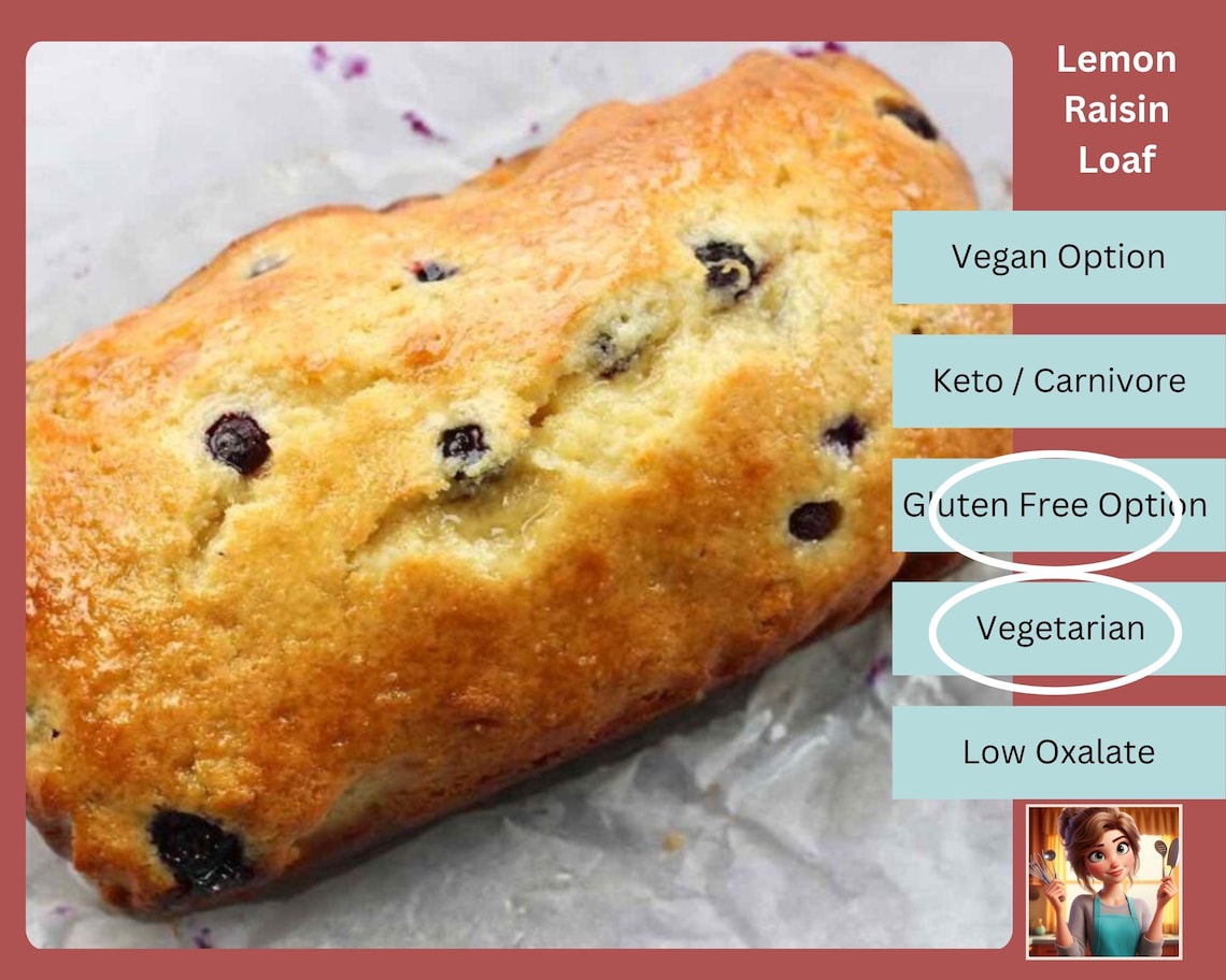 Lemon Raisin Loaf Recipe Digital Download Citrus Cake Easter Dessert ...