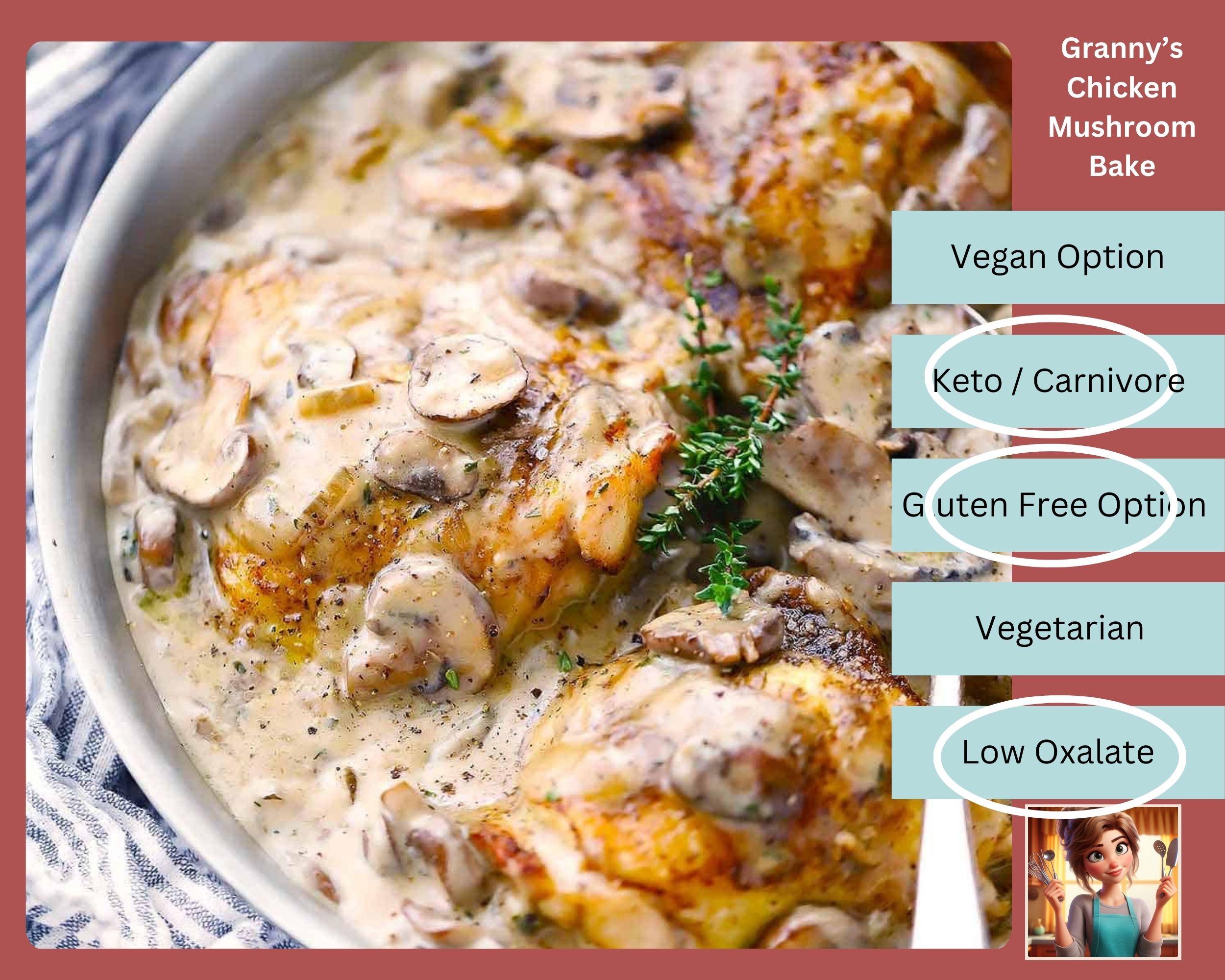 Grannys Chicken Mushroom Bake Family Dinner Digital Download One Dish ...