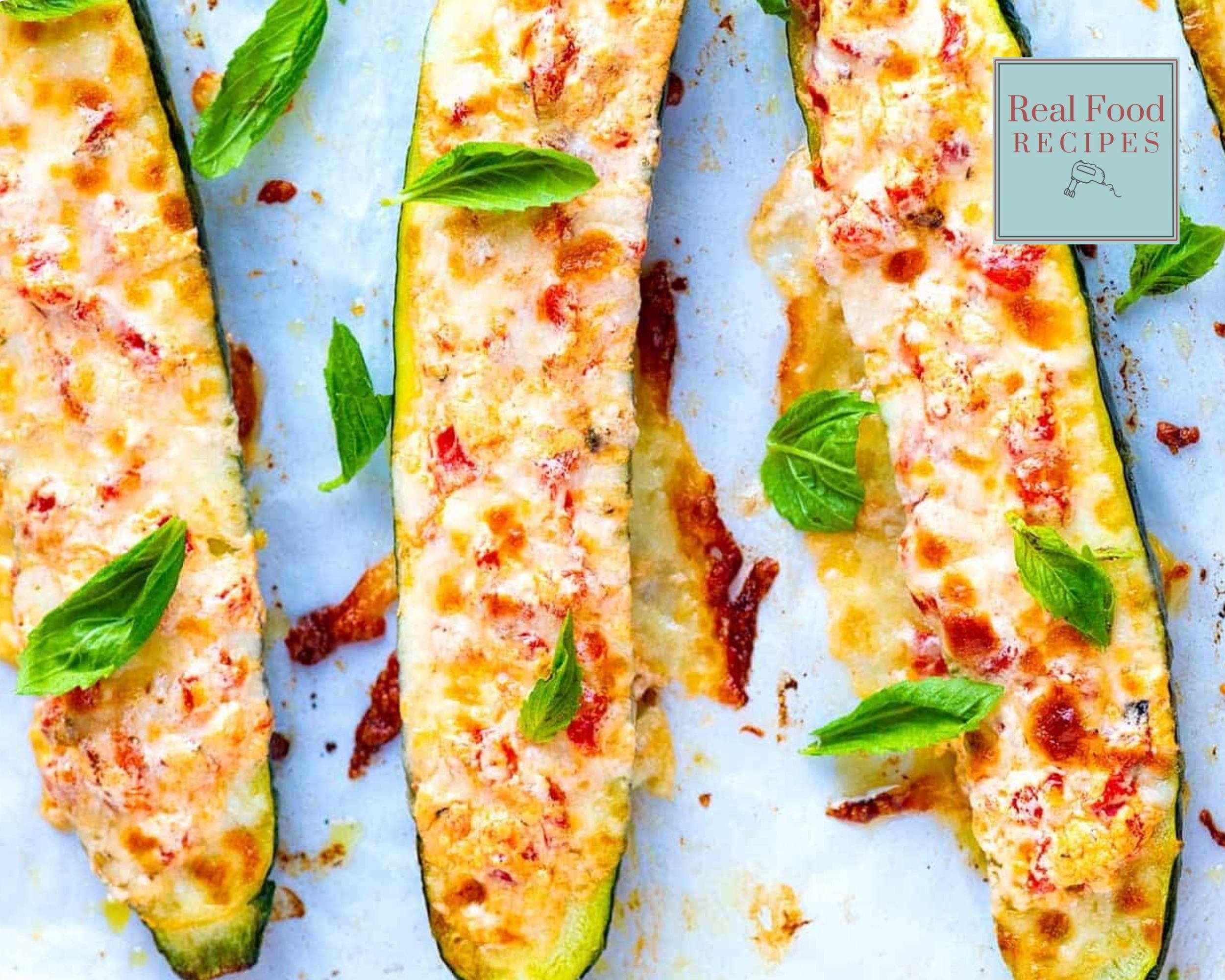 Stuffed Zucchini Boat Recipe Cheesy Vegetarian Side Dish Digital ...