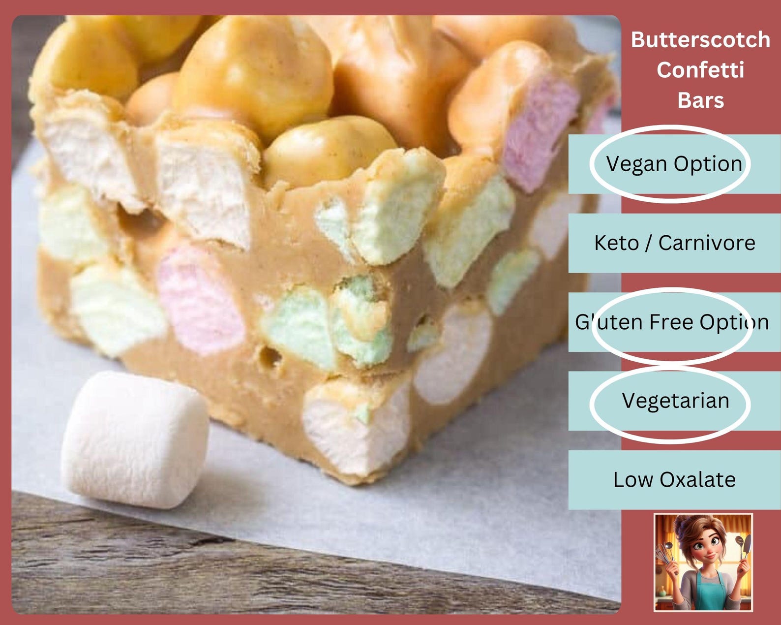 Butterscotch Confetti Bars Marshmallows Sweet Treat Dessert PDF Digital ...