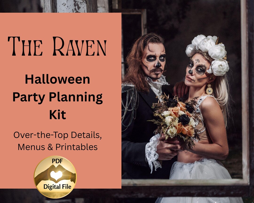 Highly Detailed Edgar Allen Poe THE RAVEN Party Plan PDF Printable Menu ...