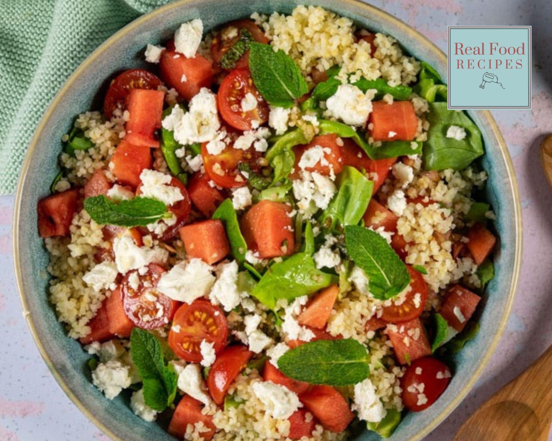 Bulgur Greek Salad Recipe Vegetarian Side Dish Digital Download Summer ...