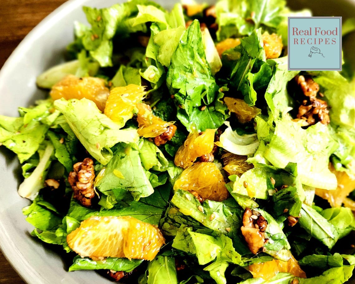 Mandarin Orange Salad Recipe Romaine With Almonds and Citrus Slices ...