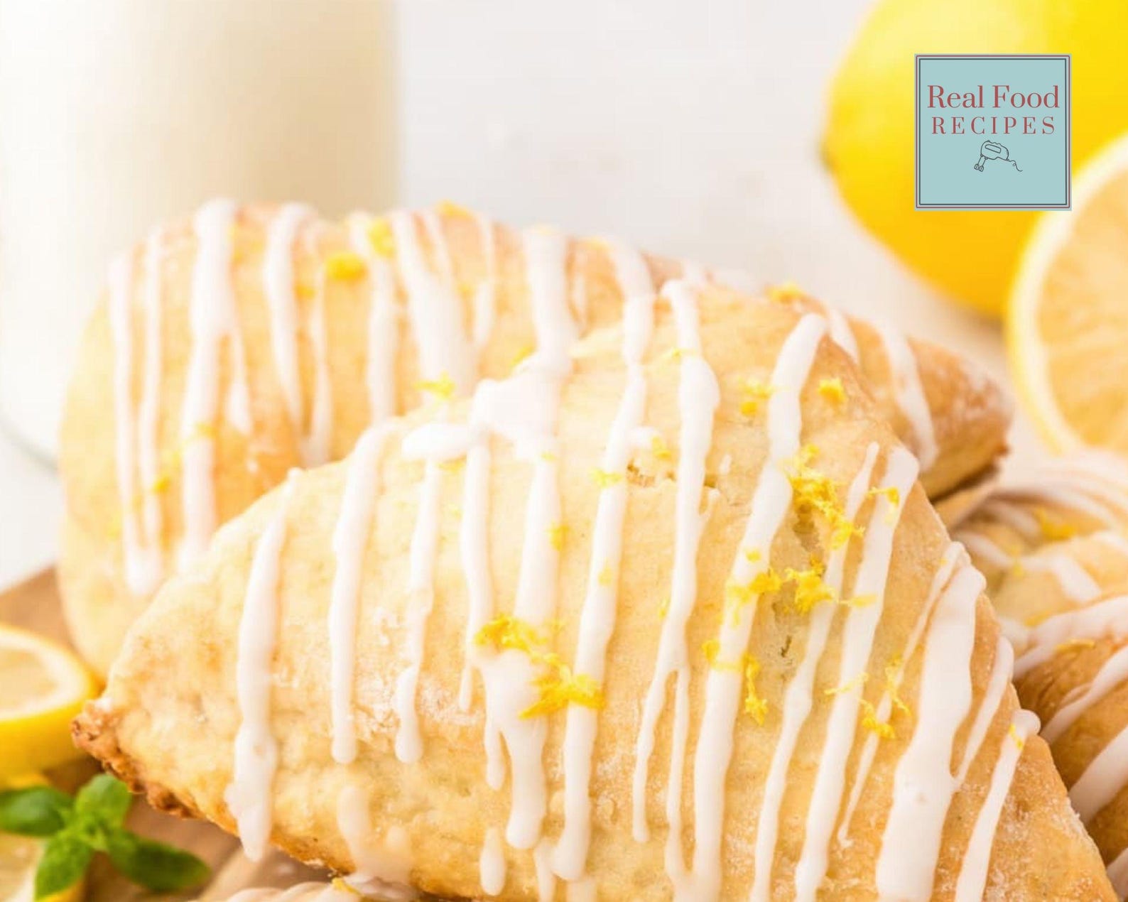 Lemon Cream Scones With Icing Drizzle Recipe Moist Sweet Biscuit ...