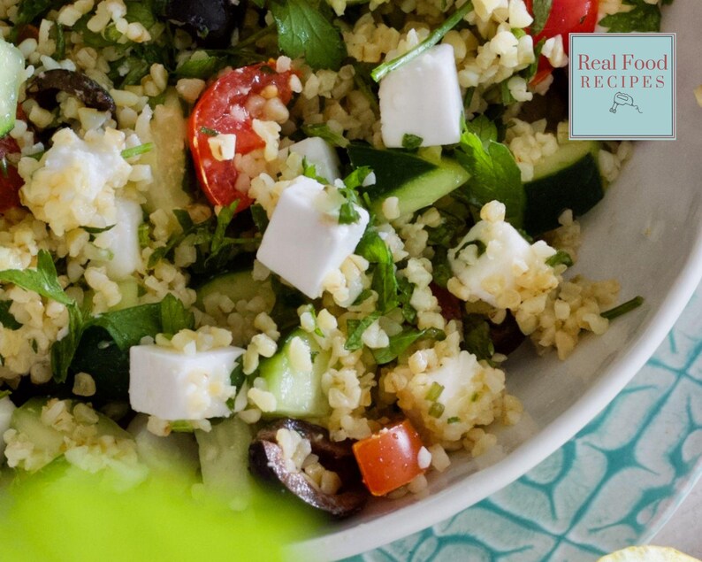 Bulgur Greek Salad Recipe Vegetarian Side Dish Digital Download Summer ...
