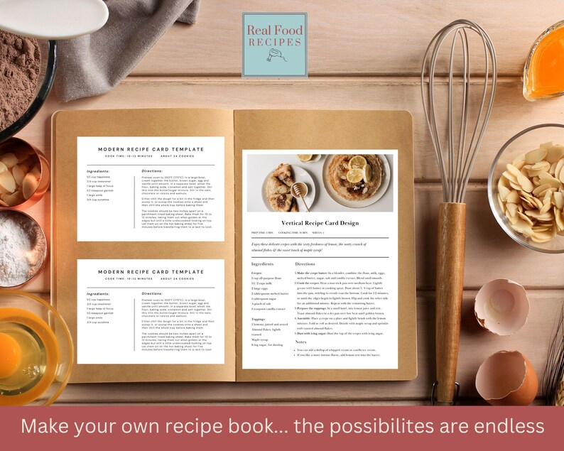 Modern Horizontal Recipe Card Template Canva Link Make It Your Own ...