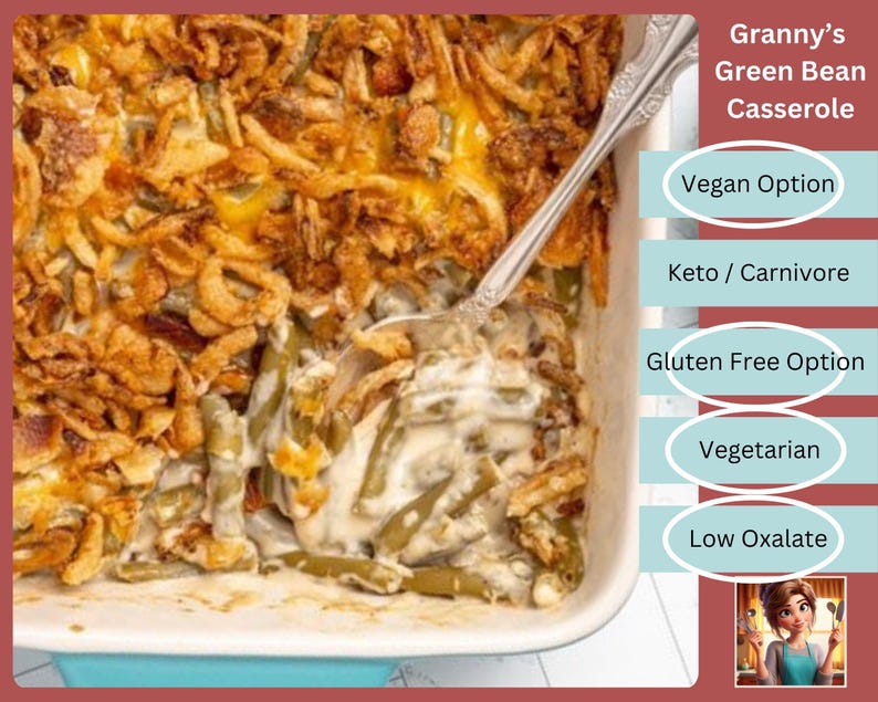 Granny's Cheesy Green Bean Casserole Recipe Vegetarian Side Dish ...