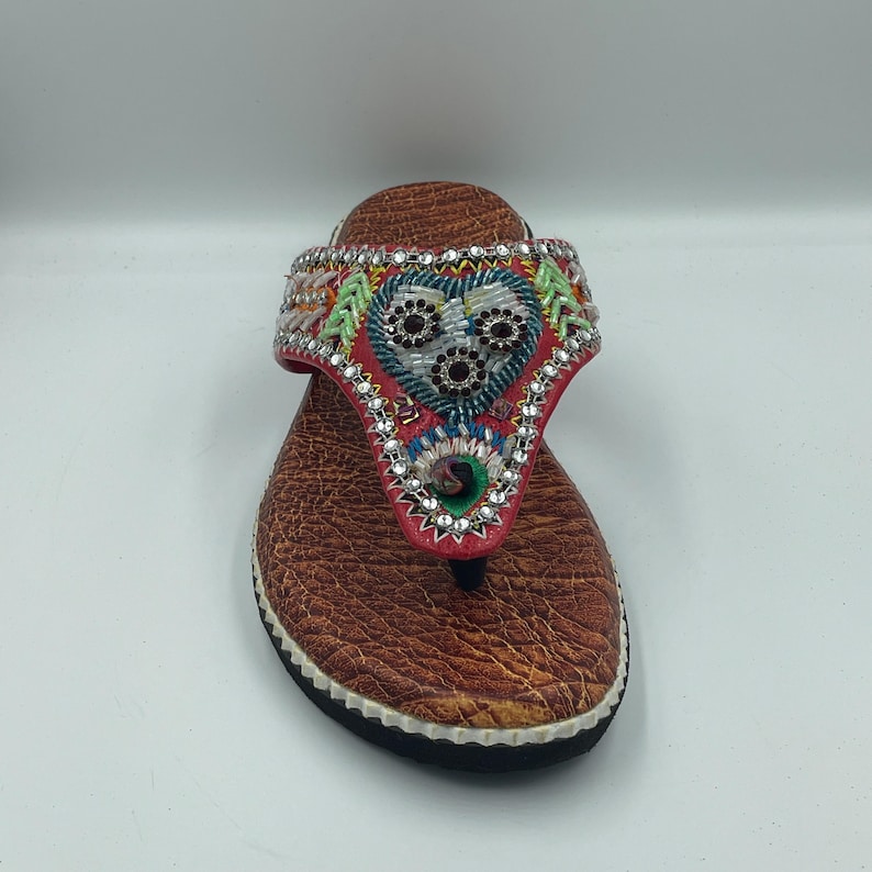 Red Moroccan Amazing Sandal Decorated With Agate, Leather Berber ...