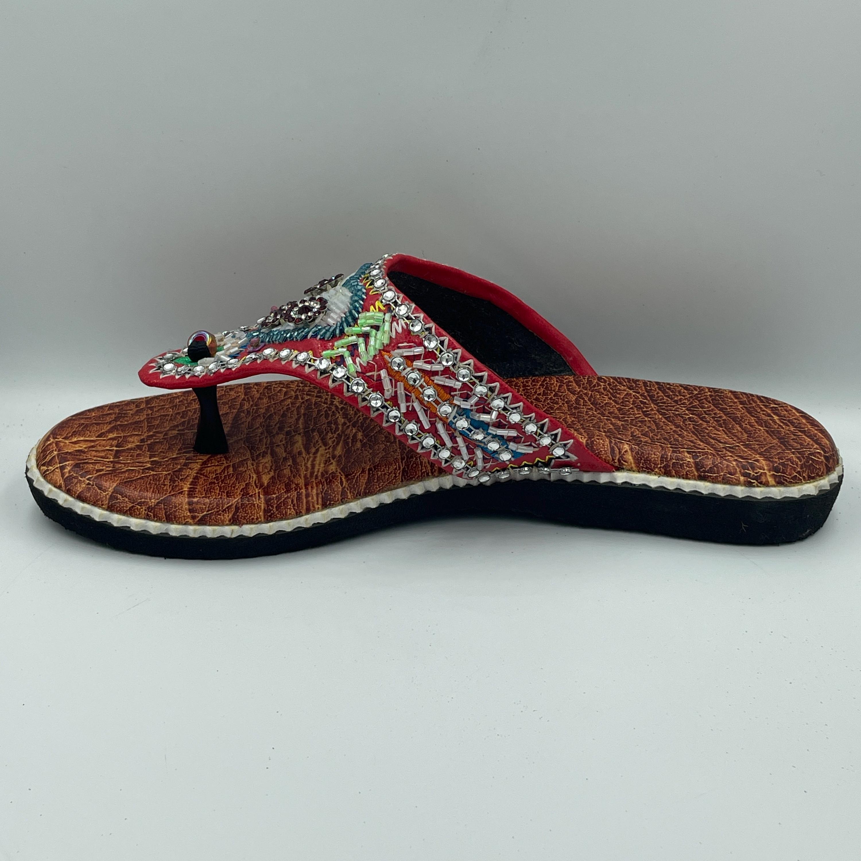 Red Moroccan Amazing Sandal Decorated With Agate, Leather Berber ...