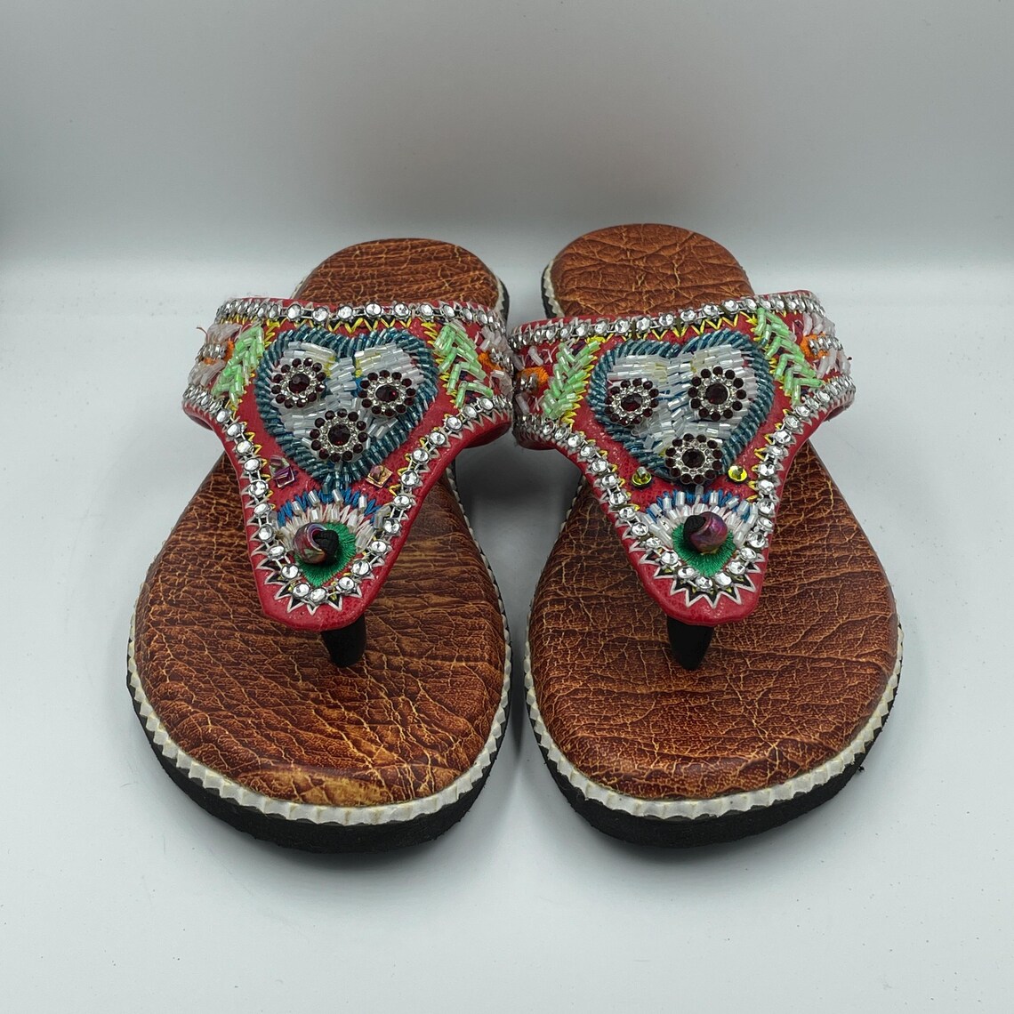 Red Moroccan Amazing Sandal Decorated With Agate, Leather Berber ...