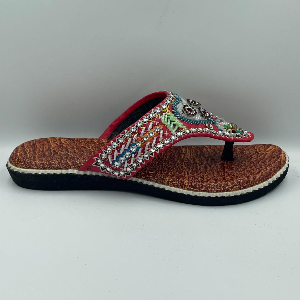 Red Moroccan Amazing Sandal Decorated With Agate, Leather Berber ...