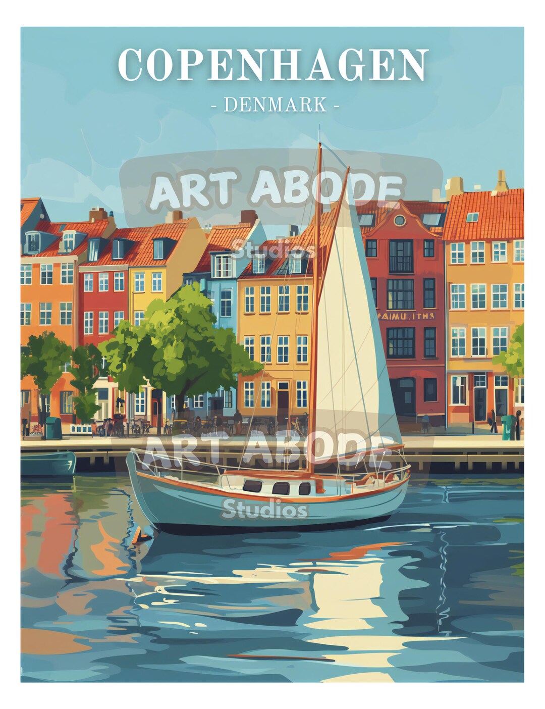 Copenhagen Digital Download - Denmark Wall Art, Nyhavn Waterfront ...