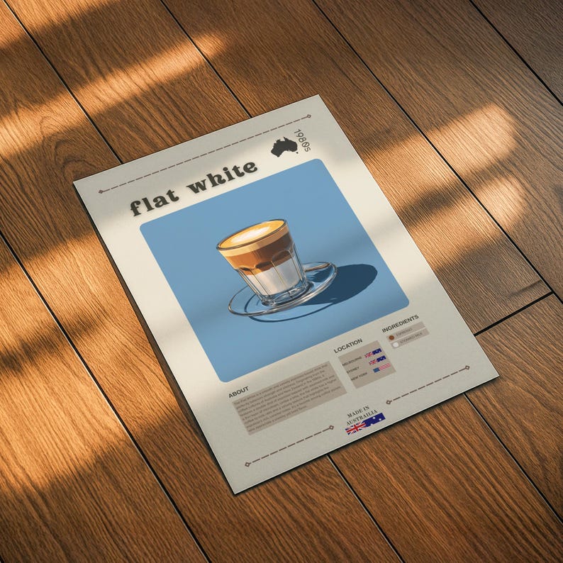 Flat White Coffee Print - Specialty Coffee Wall Art, Modern Café Decor ...