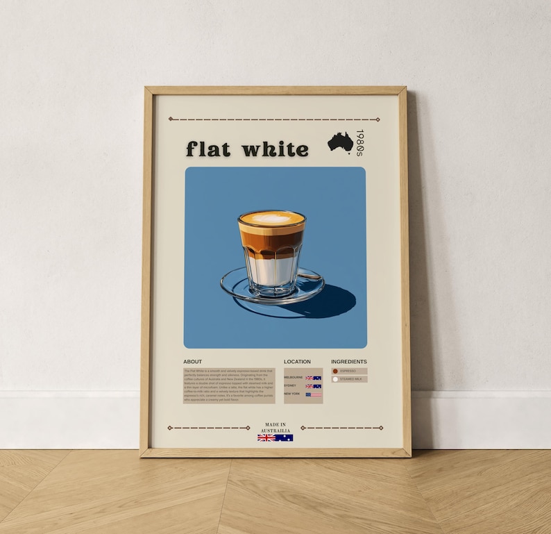 Flat White Coffee Print - Specialty Coffee Wall Art, Modern Café Decor ...