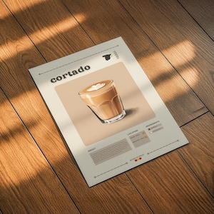 Cortado Coffee Print - Specialty Coffee Wall Art, Modern Café Decor ...