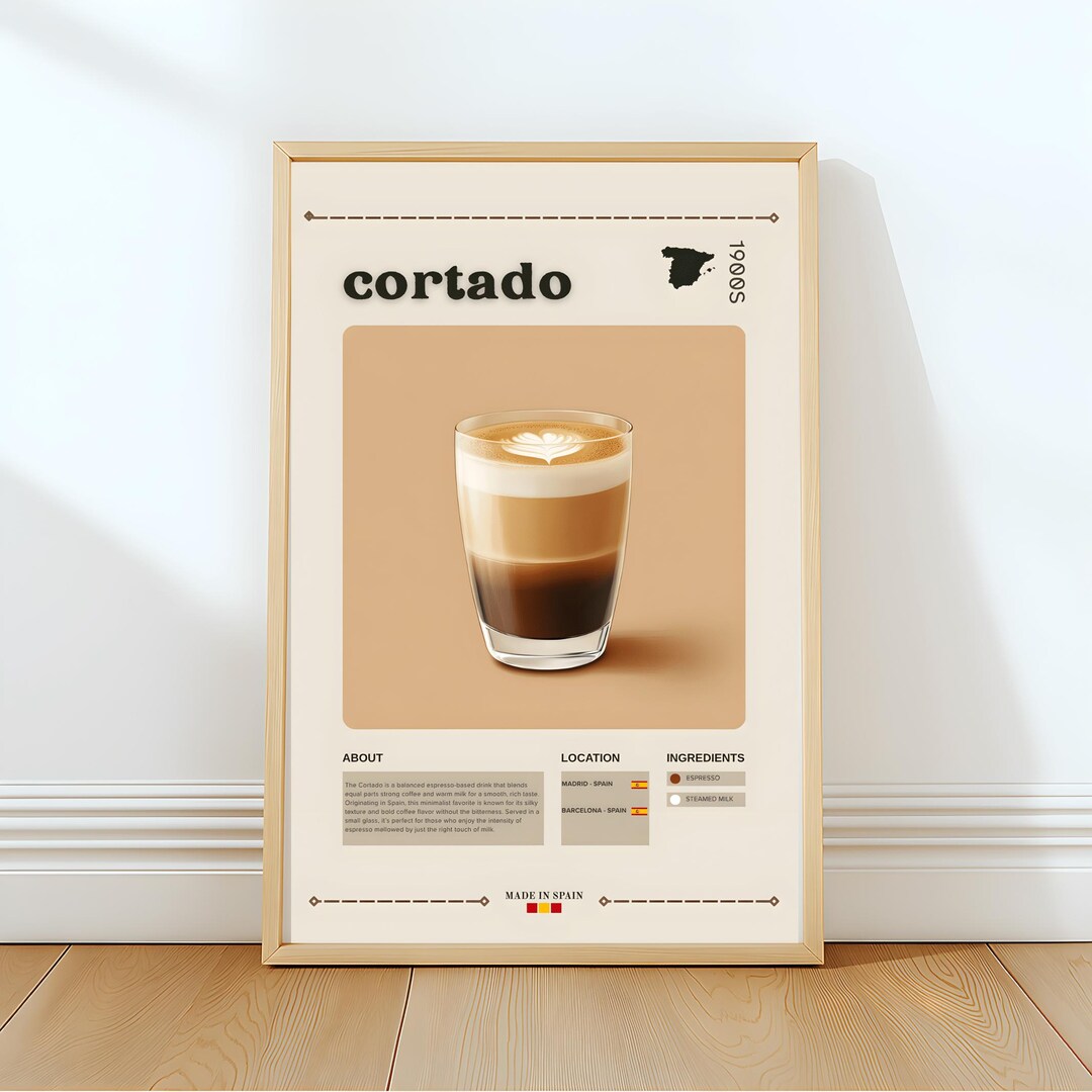 Cortado Coffee Print - Specialty Coffee Wall Art, Modern Café Decor ...
