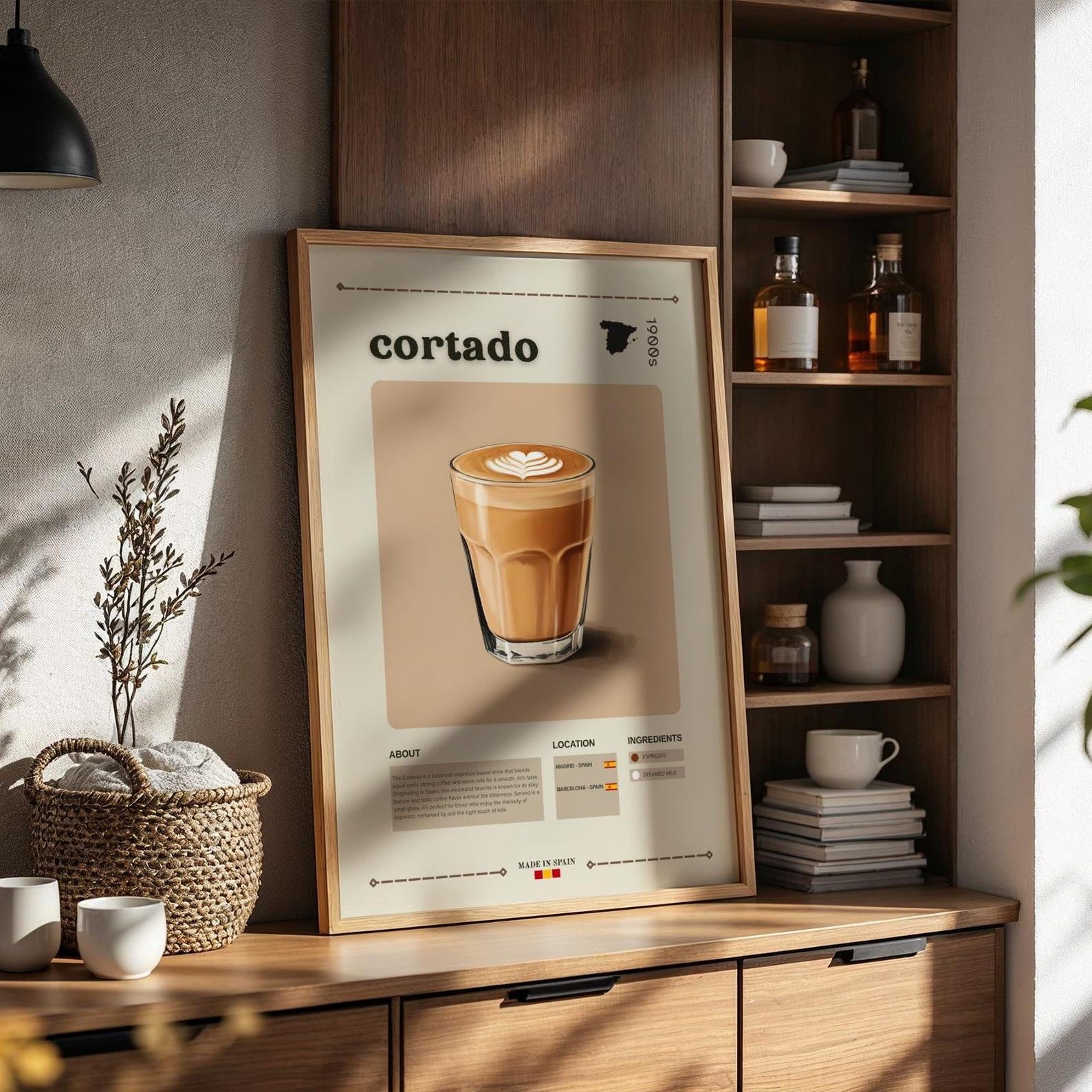 Cortado Coffee Print - Specialty Coffee Wall Art, Modern Café Decor ...