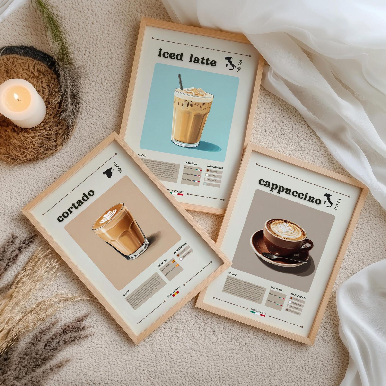 Cortado Coffee Print - Specialty Coffee Wall Art, Modern Café Decor ...