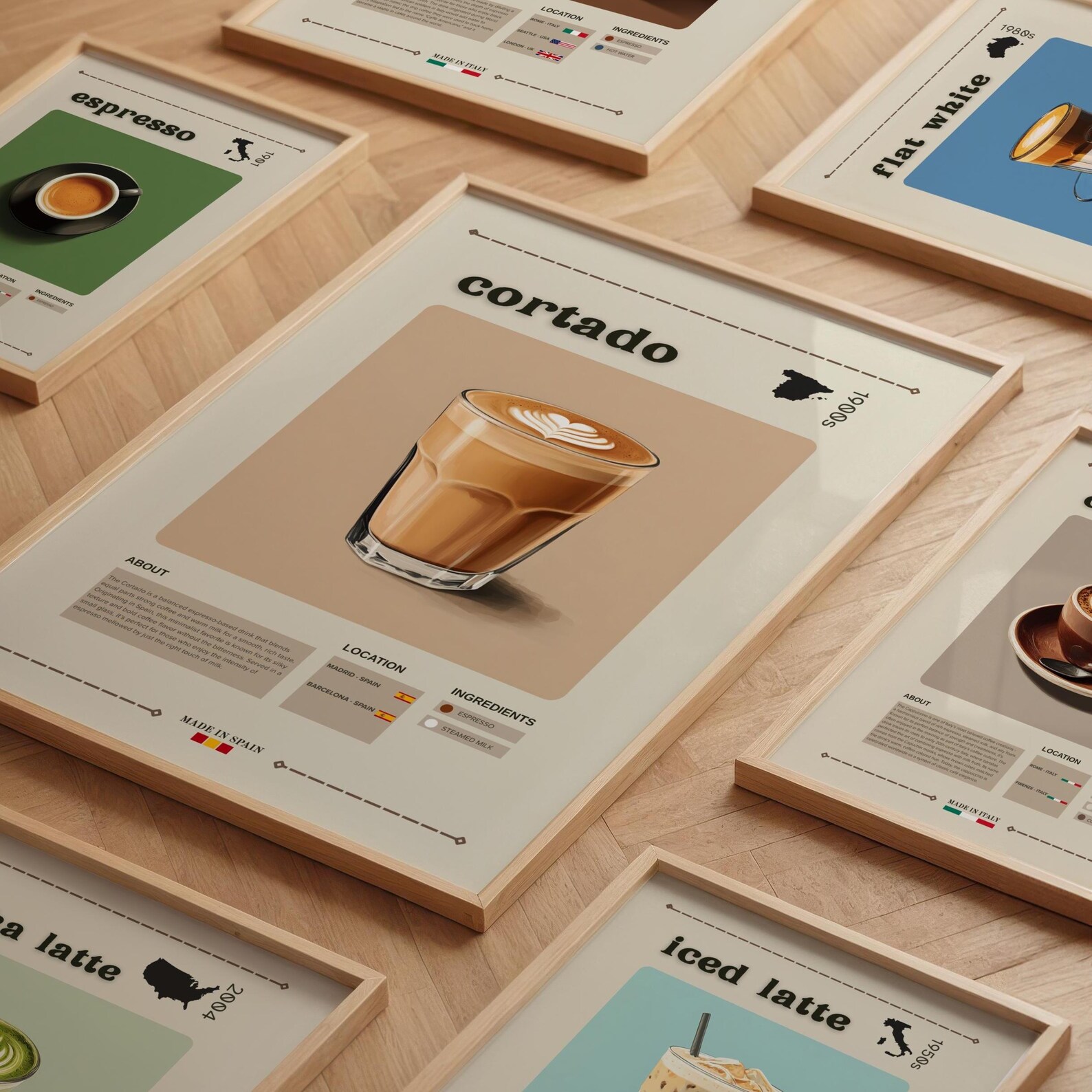 Cortado Coffee Print - Specialty Coffee Wall Art, Modern Café Decor ...