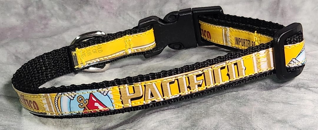 Adjustable Toy Dog Collar From Recycled Pacifico Beer Labels - Etsy