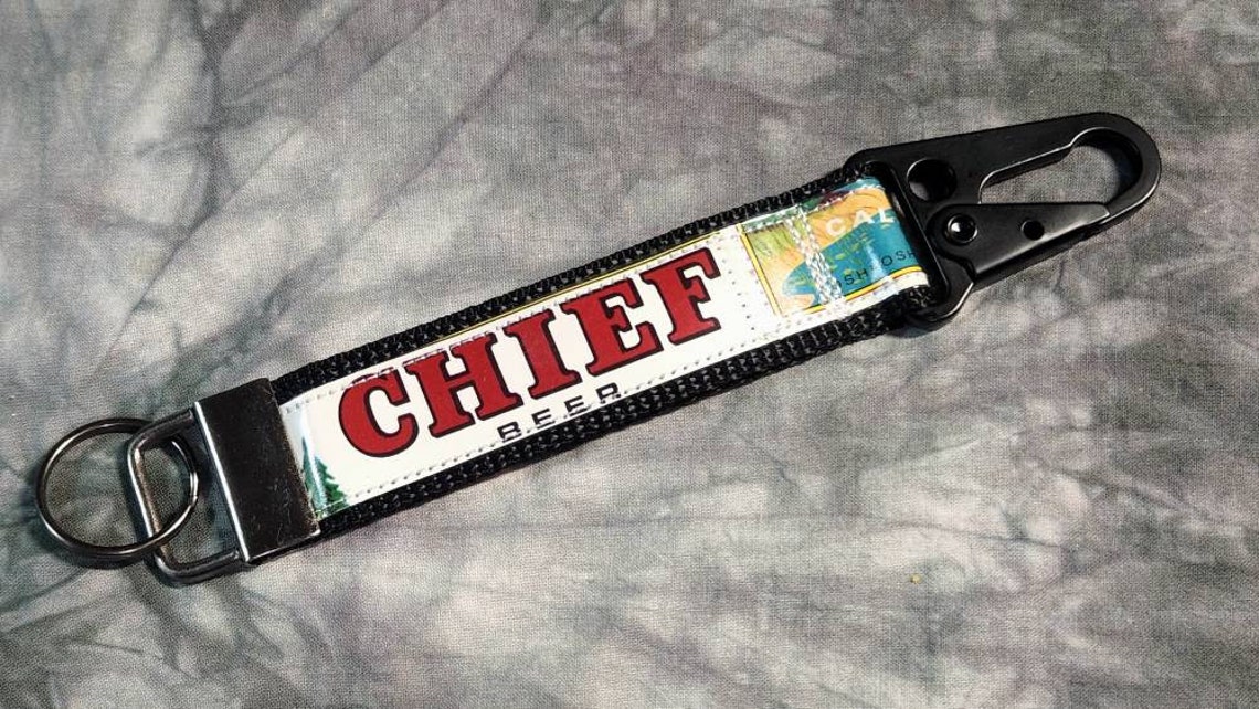 Carabiner Keychain From Recycled Vintage Chief Beer Labels - Etsy