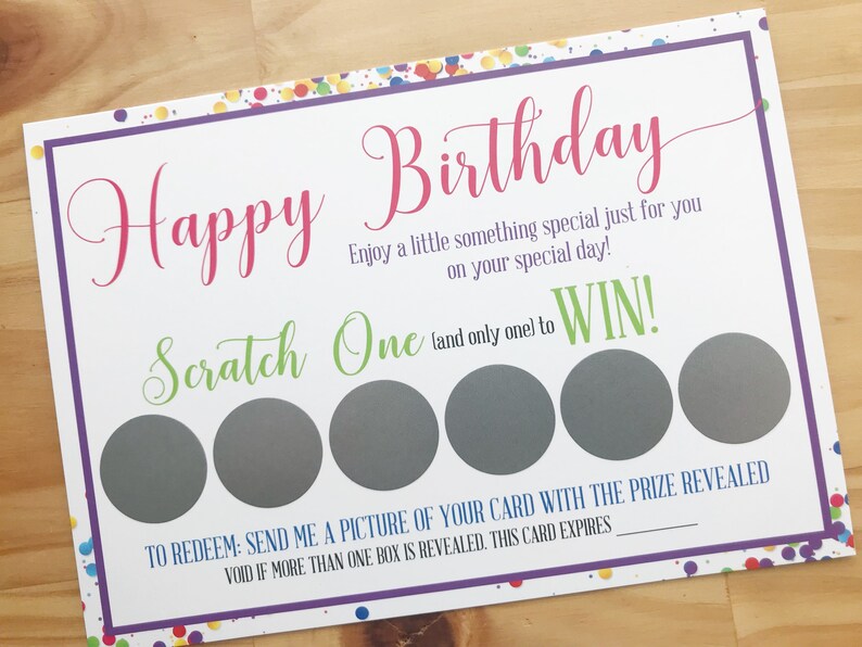 Scratch off Cards printed Version Happy Birthday Scratch - Etsy