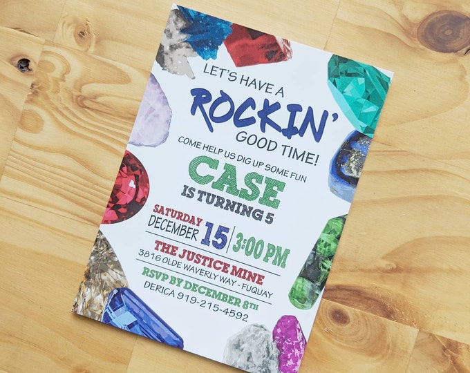 Gem Mining Birthday Invitation Rocks and Gems Birthday Party - Etsy