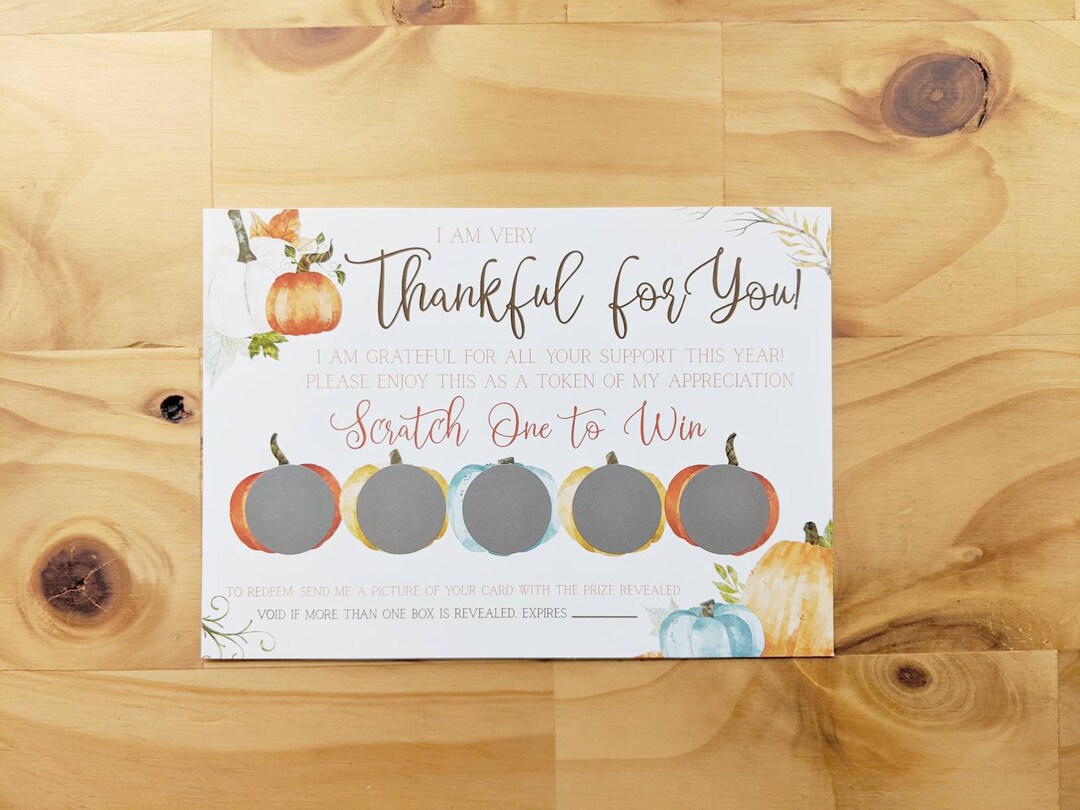 Thanksgiving Scratch off Cards (printed Version) | Thank You Cards ...