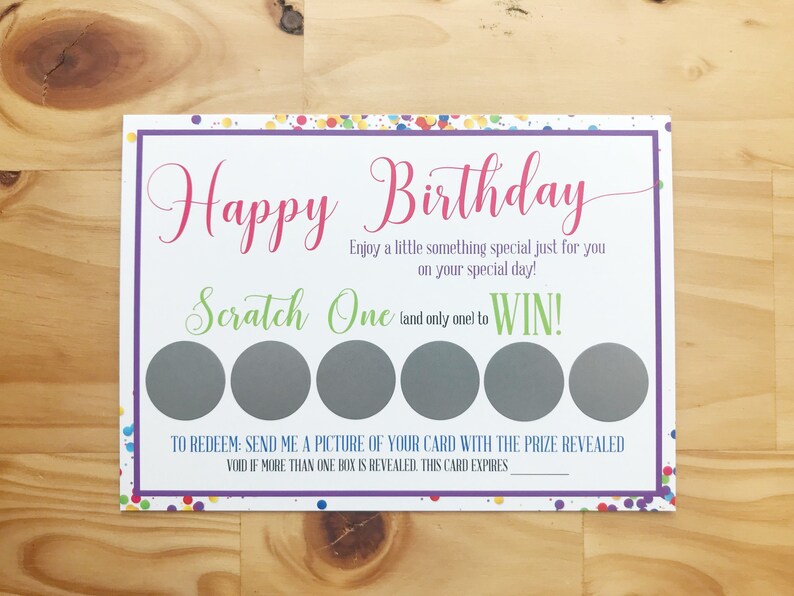 Scratch off Cards printed Version Happy Birthday Scratch - Etsy