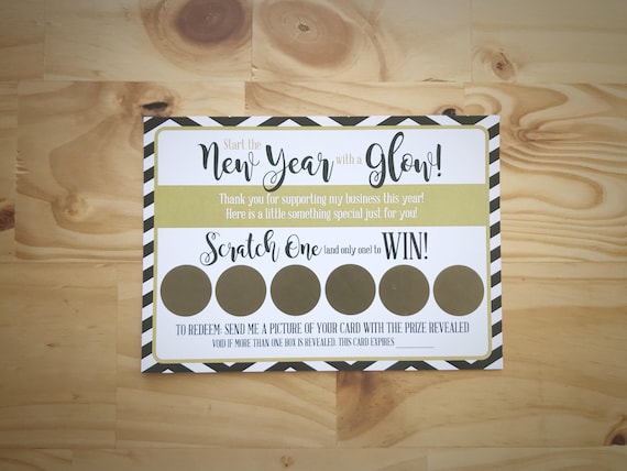 New Year Scratch off Cards printed Version Thank You Cards | Etsy