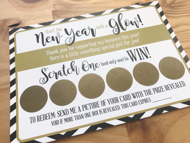New Year Scratch off Cards printed Version Thank You Cards - Etsy