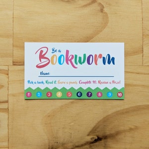 Reading Punch Cards Reward Card Bookworm Reward Card Summer Reading ...