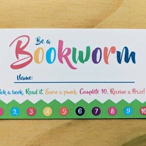 Reading Punch Cards | Reward Card | Bookworm Reward Card | Summer ...