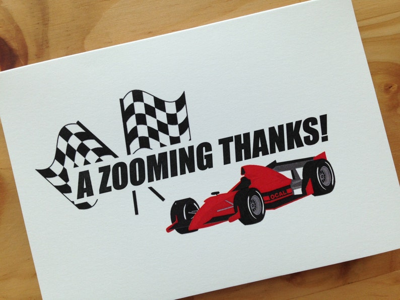 Race Car Thank You Cards - Kids Birthday Party, Racing Theme - Etsy