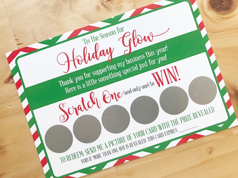 Holiday Scratch off Cards printed Version Thank You Cards - Etsy
