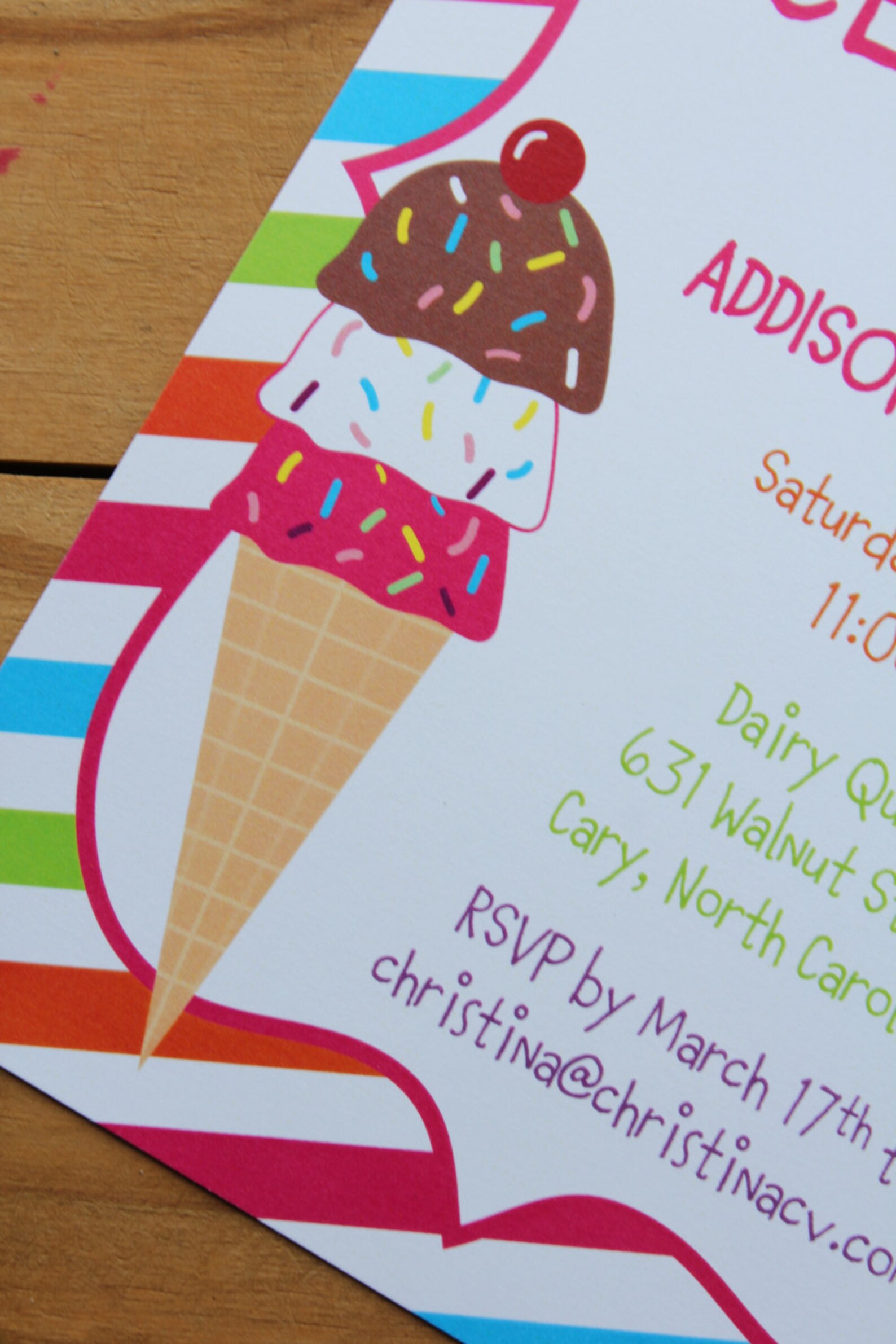 Ice Cream Birthday Invitation Ice Cream Party Digital - Etsy
