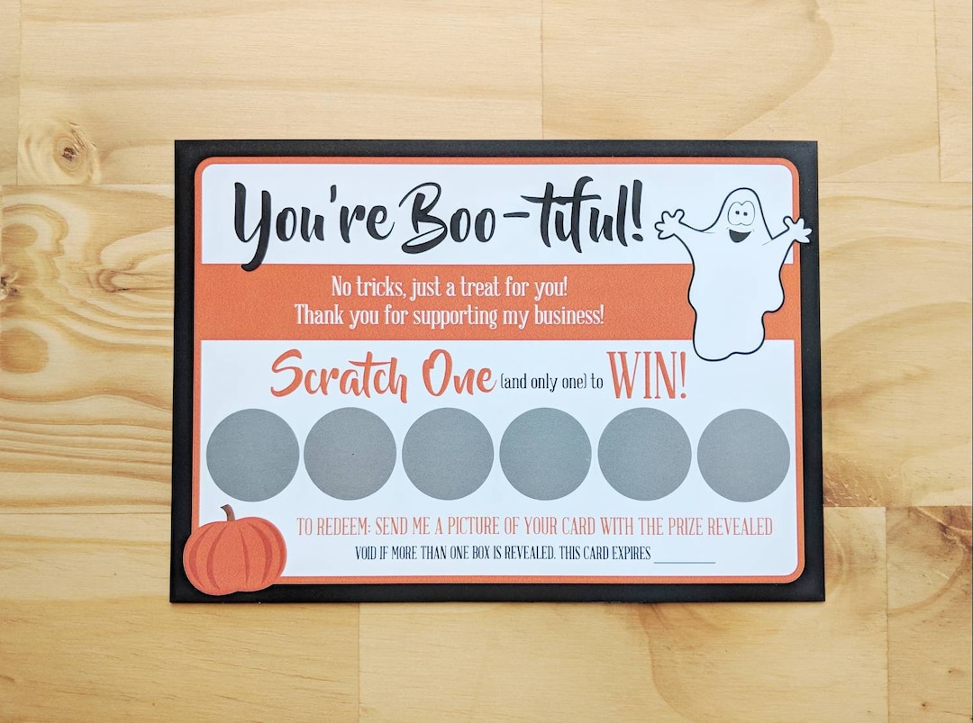 Halloween Scratch off Cards (printed Version) | Halloween Thank You ...