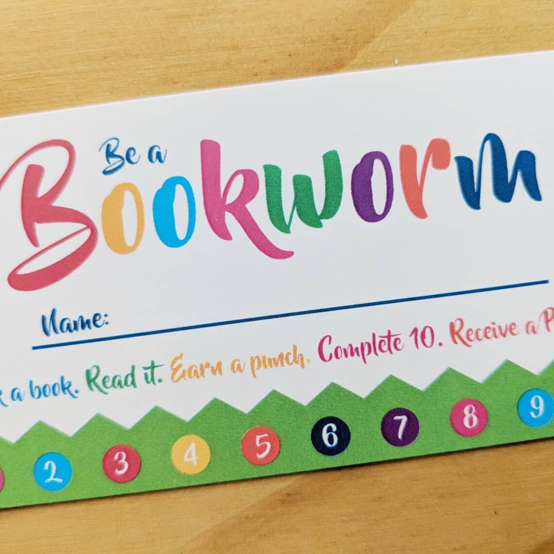Reading Punch Cards Reward Card Bookworm Reward Card - Etsy