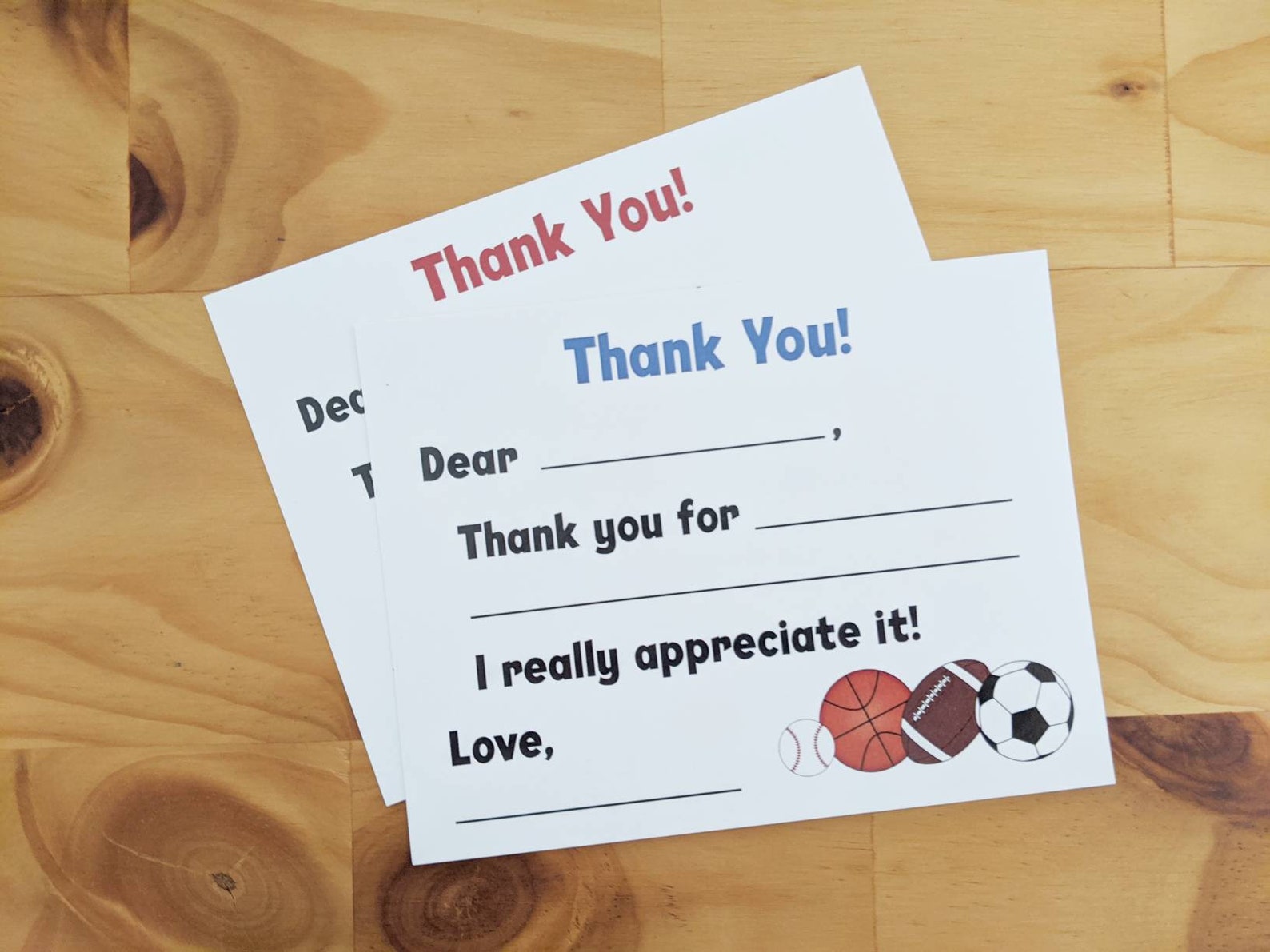 Sports Fill in the Blank Thank You Cards Sports Thank You | Etsy