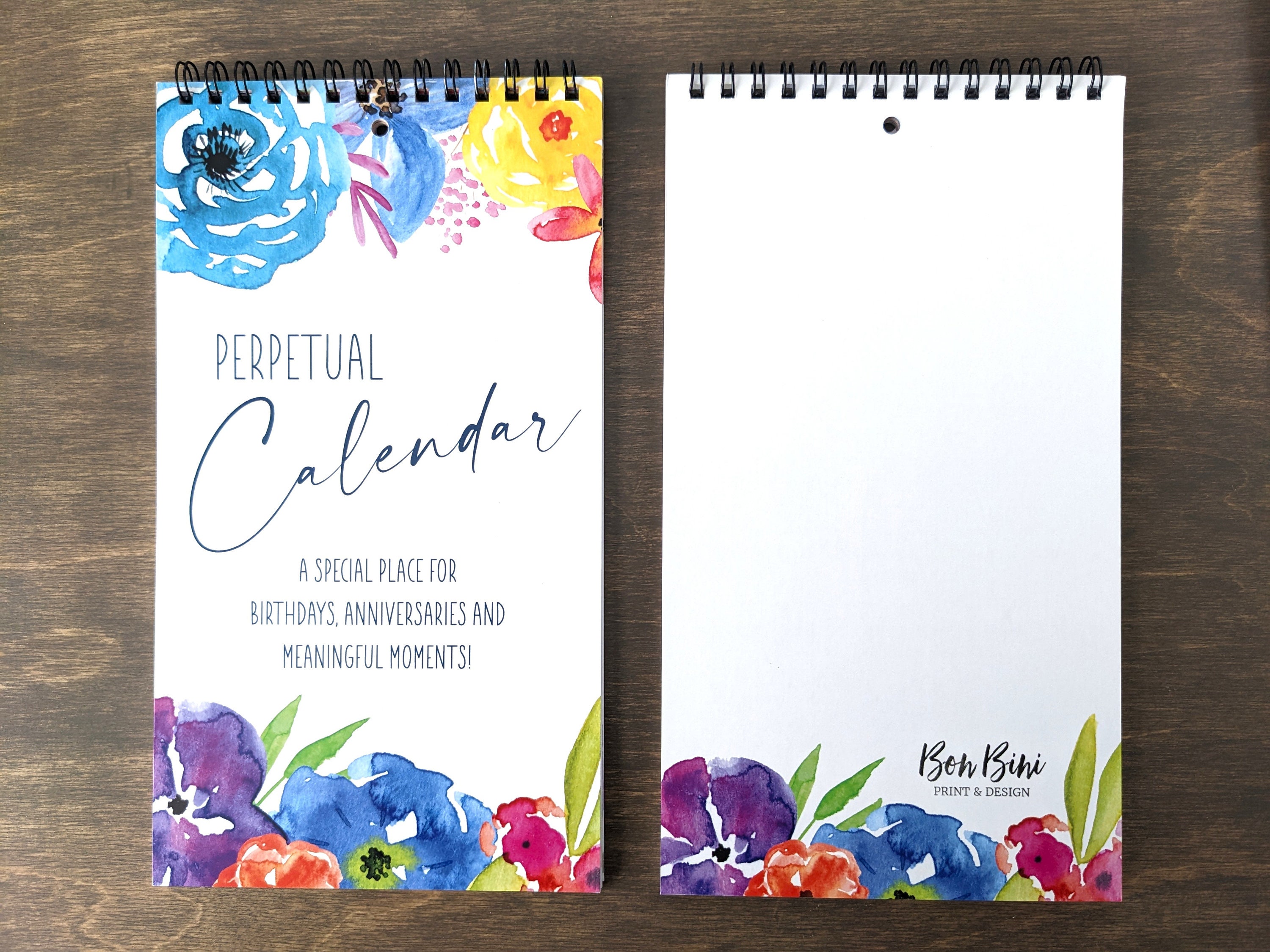Floral Watercolor Perpetual Calendar | Birthday, Anniversary ...
