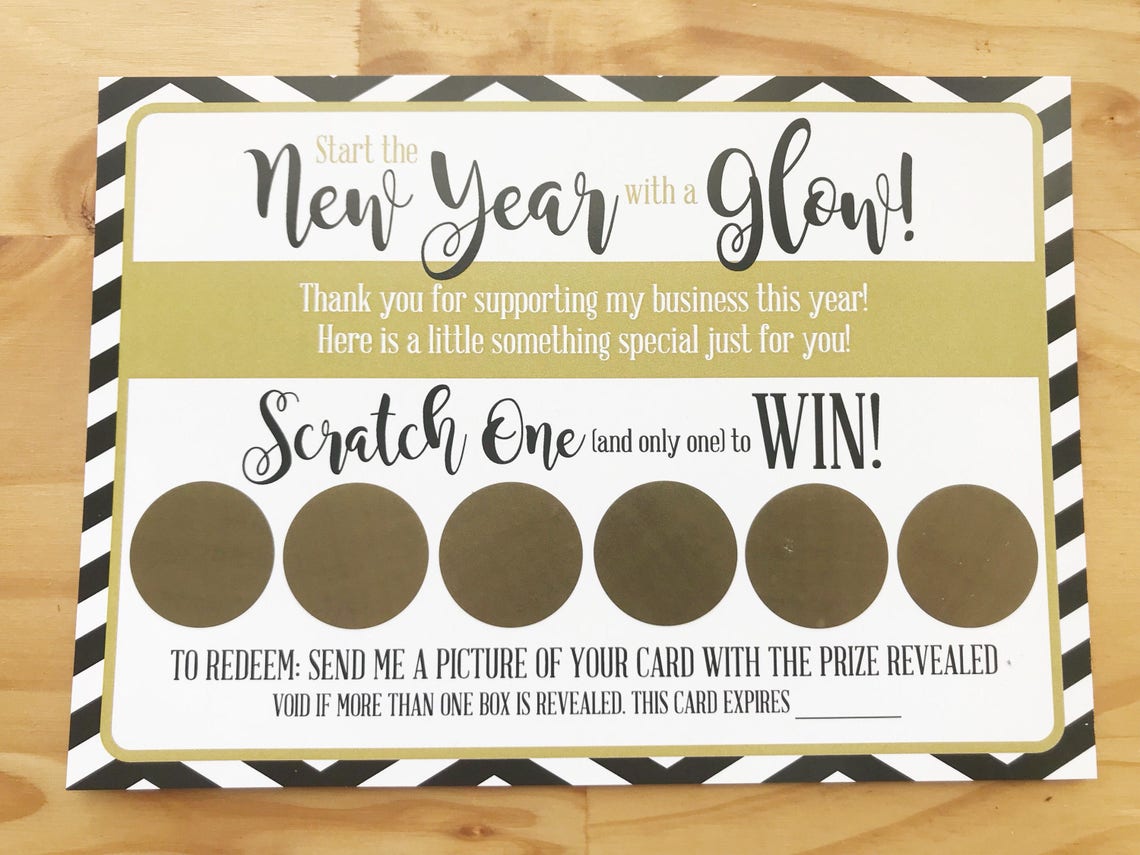 New Year Scratch Off Cards Printed Version Thank You Cards | Etsy