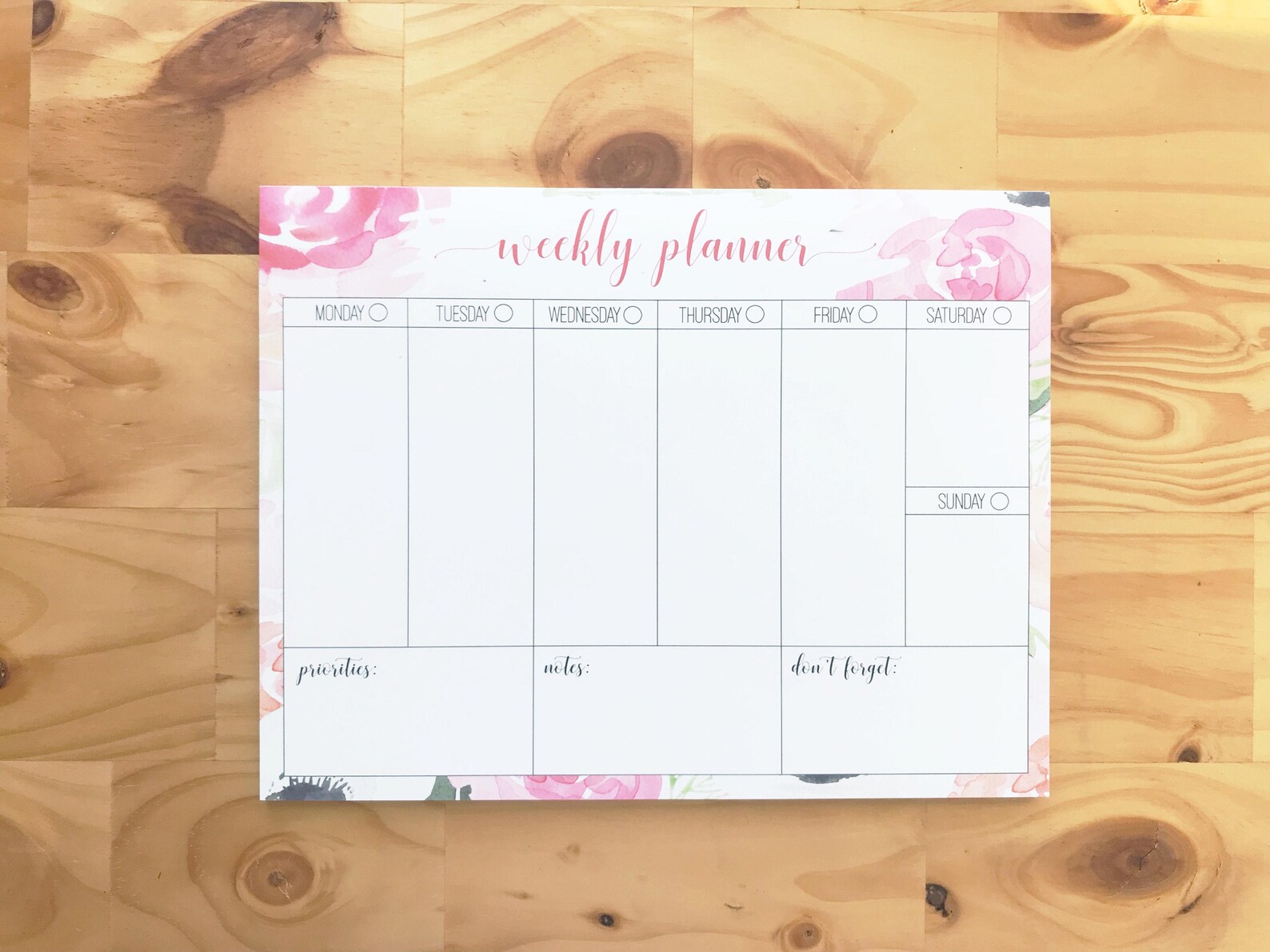 Floral Weekly Planner | Floral Watercolo Weekly Planner Notepad | To-do ...