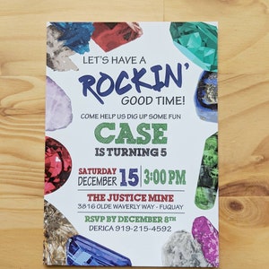 Gem Mining Birthday Invitation | Rocks and Gems Birthday Party | Mining ...