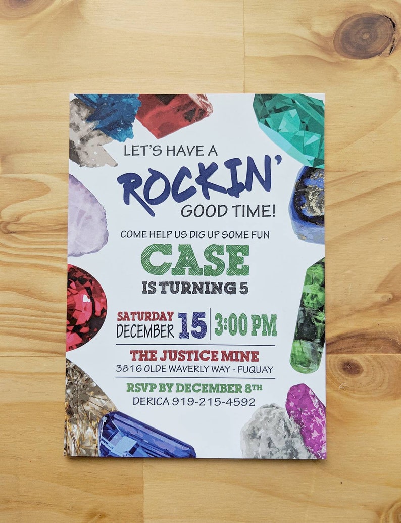 Gem Mining Birthday Invitation Rocks and Gems Birthday Party - Etsy